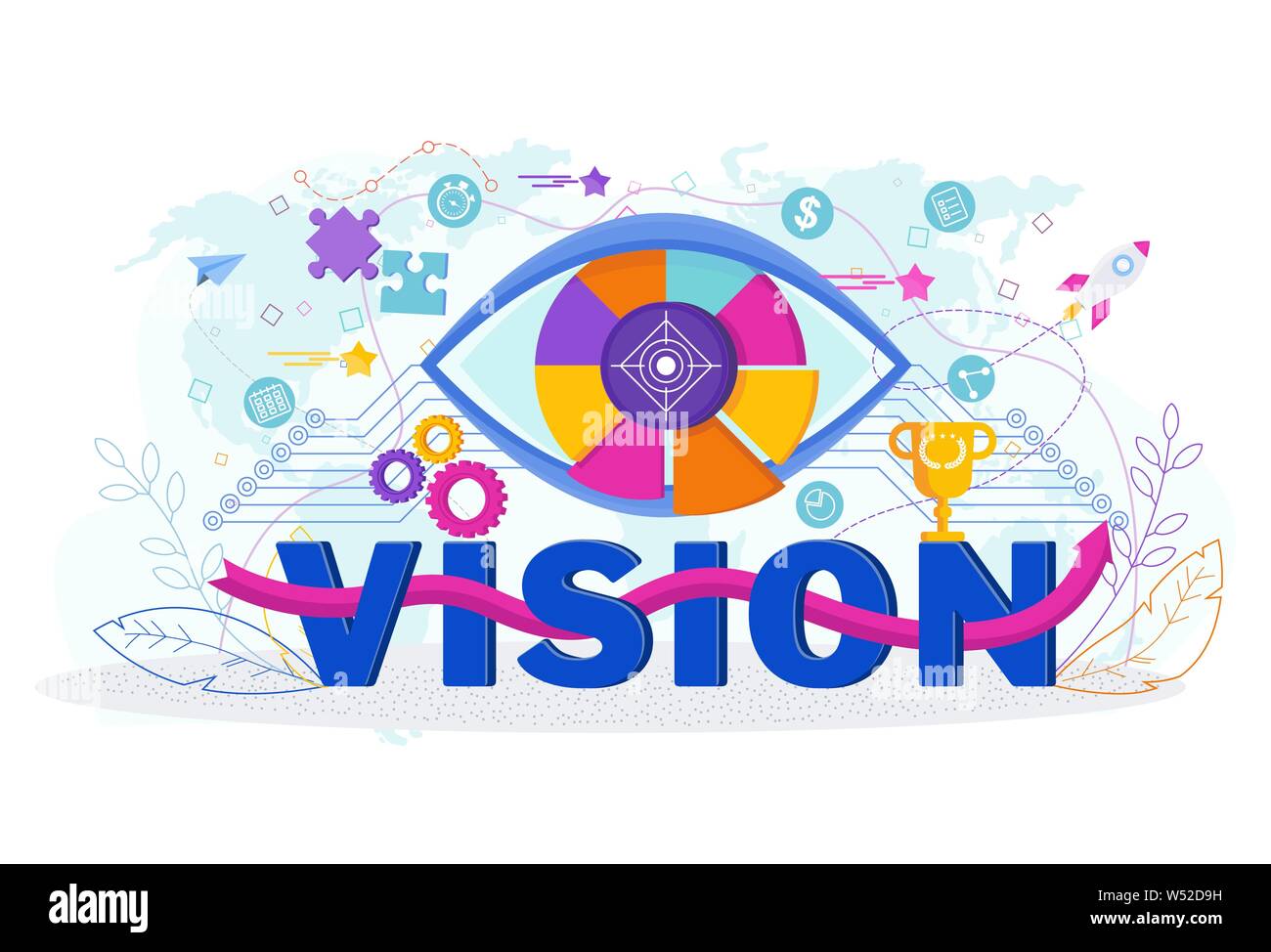 Word vision typographic concept. Trendy flat vector style illustration ...