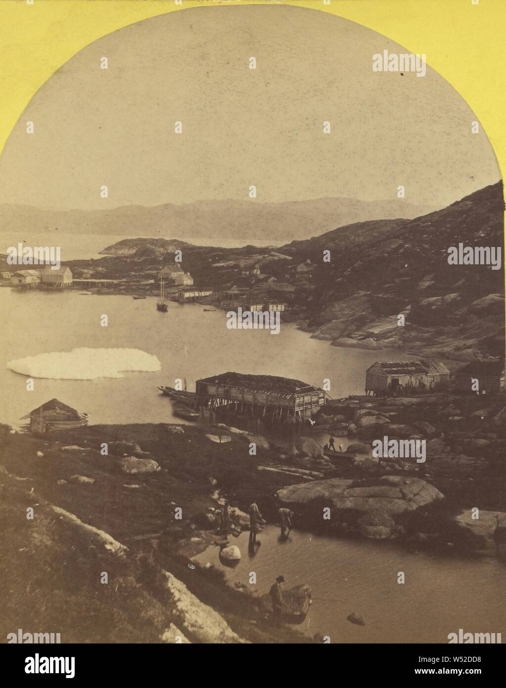 Labrador. Square Island. Fish Stages and Harbor., H.N. Robinson ...