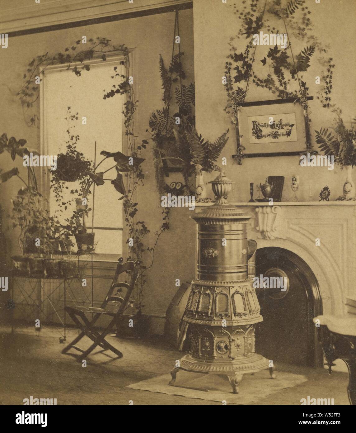 Interior with ornate gas heater, J.C. Vail (American, active 1900s ...
