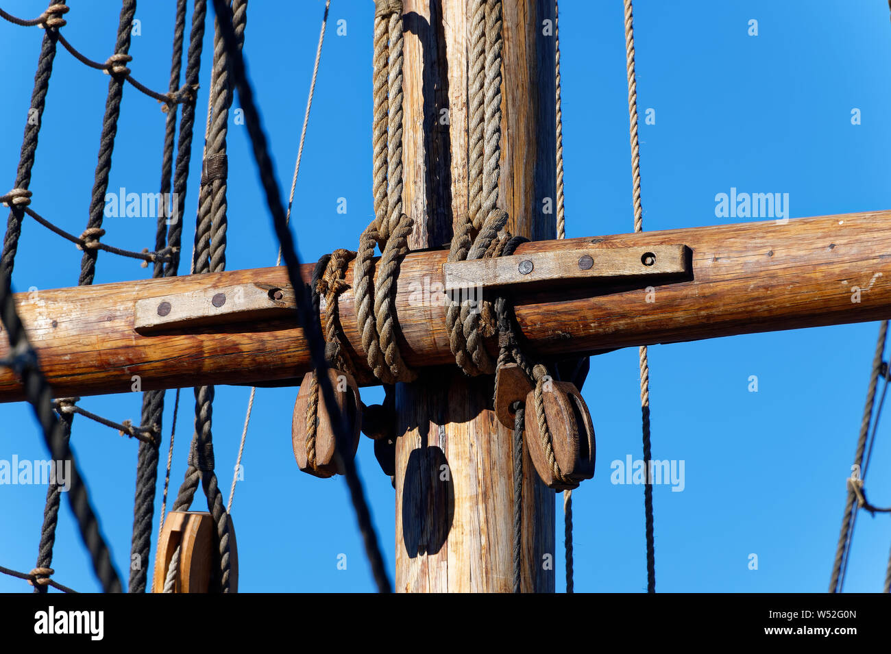Sailing Ship Detail Duyfken Replica Perth Stock Photo - Alamy
