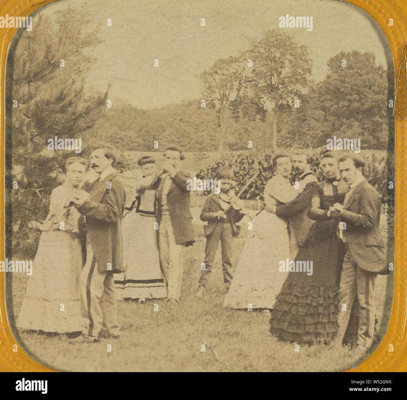 Social scene: group of people dancing outdoors, Unknown, 1855 - 1860 ...