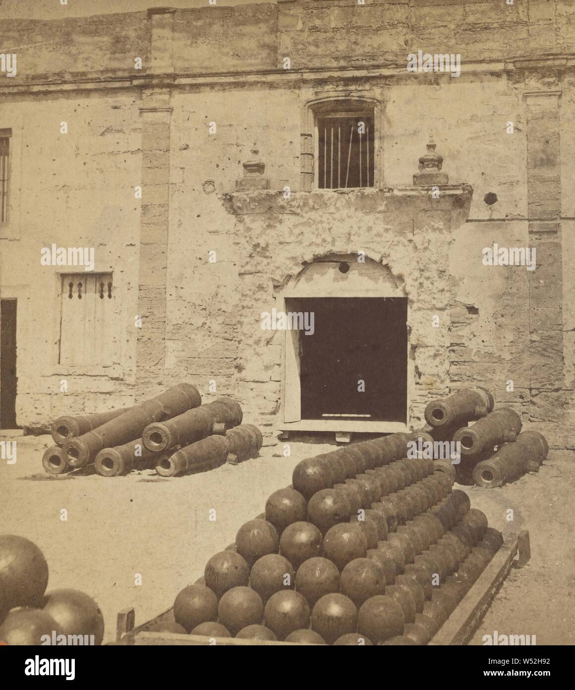 Fort Marion, Interior, showing Entrance to Chapel, and Heavy Ordnance ...