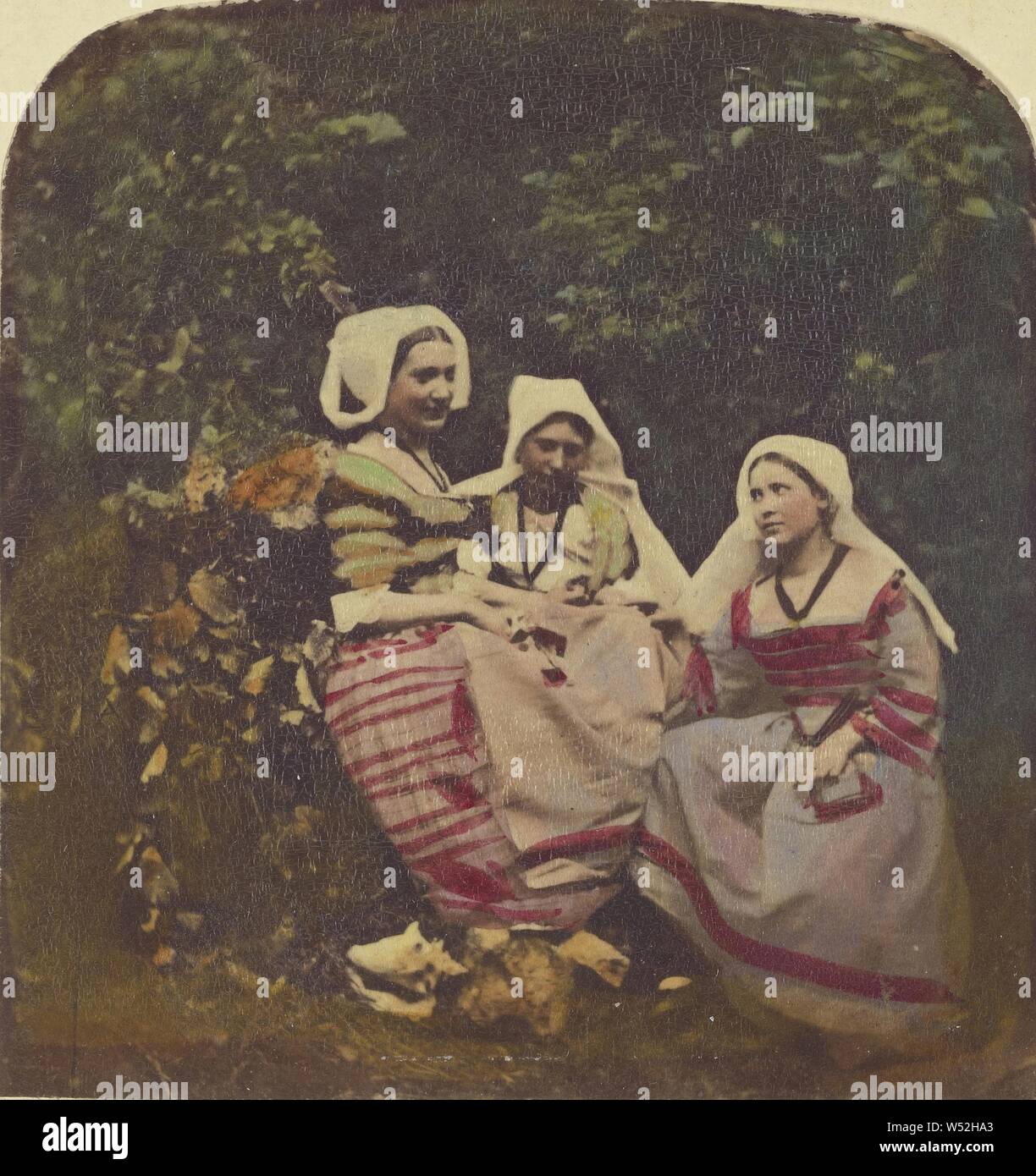 Three European women in native costumes, Attributed to D.X. (Swiss ...