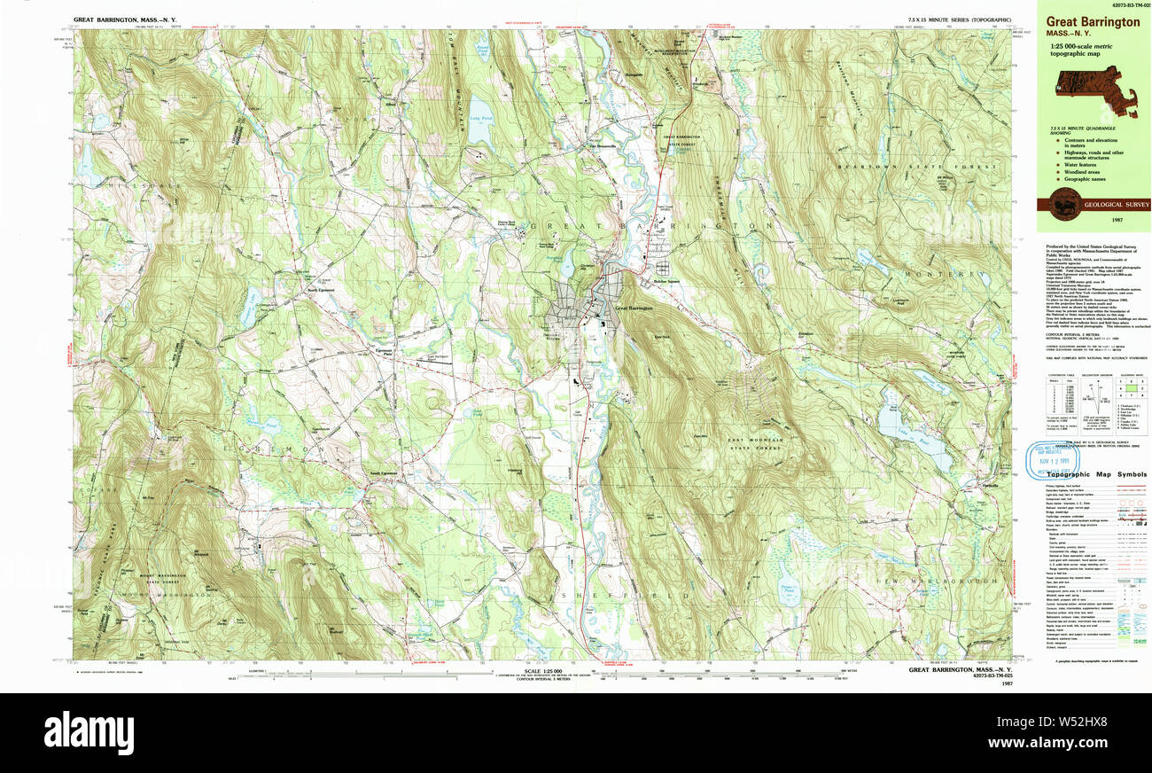 Massachusetts USGS Historical Topo Map MA Great Barrington 350989 1987 ...