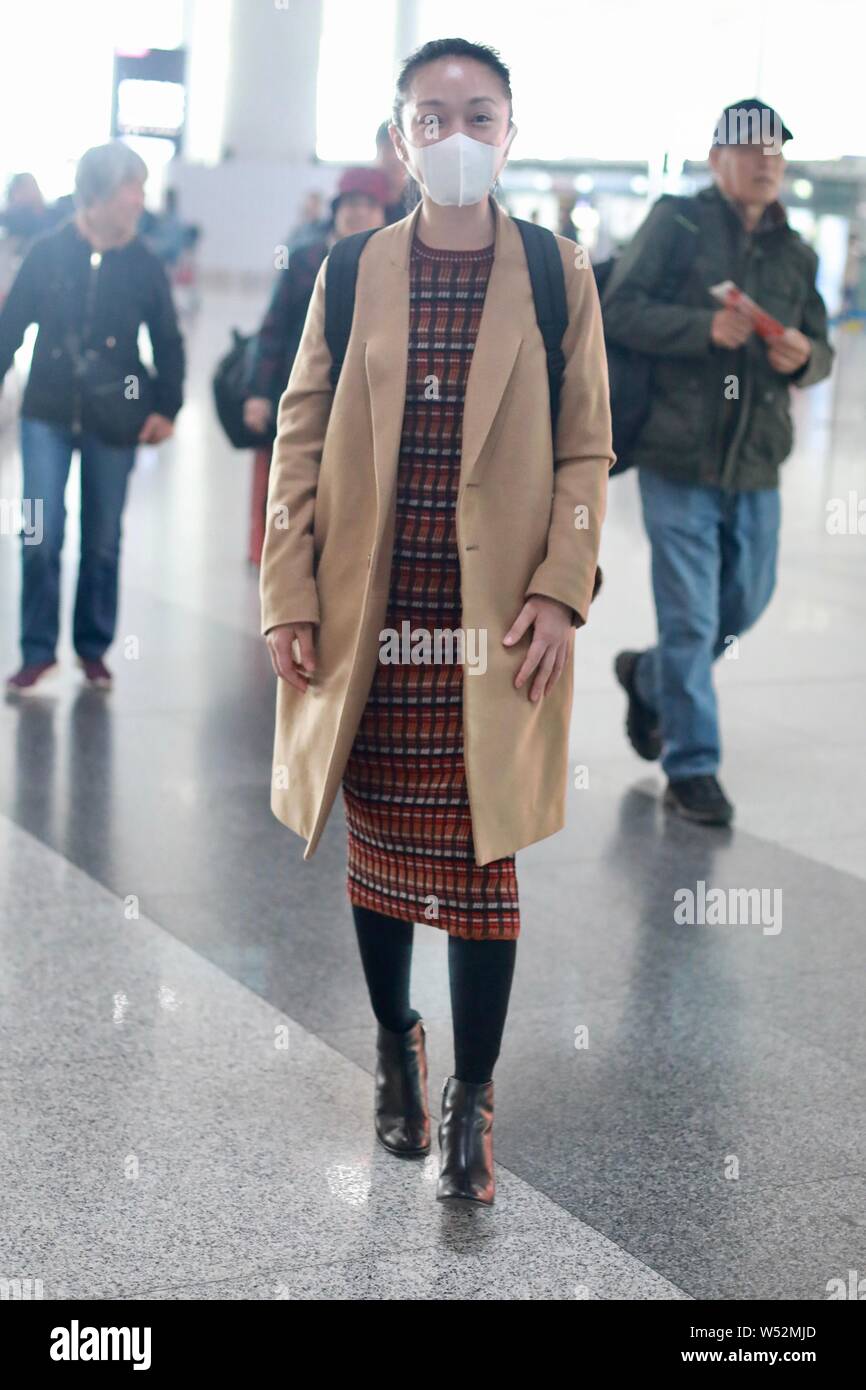 Chinese actress Zhou Xun arrives at the Beijing Capital International ...
