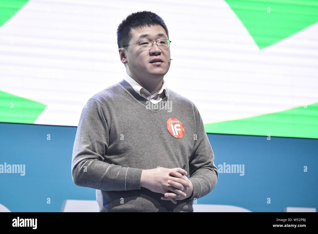 Chen Lei, Chief Technology Officer (CTO) of Pinduoduo, speaks during ...
