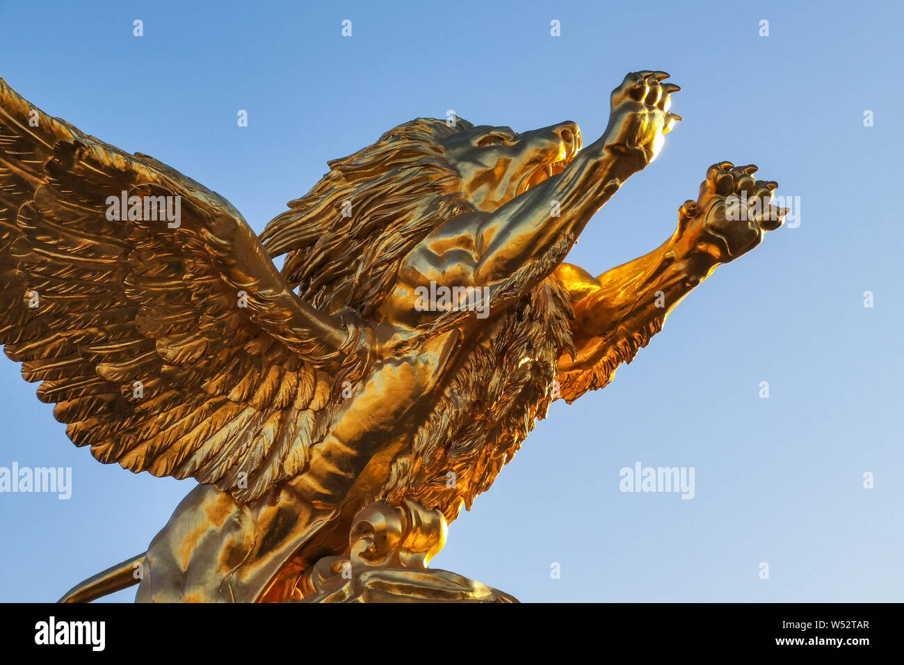 View of the "The Flying Lion" statue in front of the TIENS ...