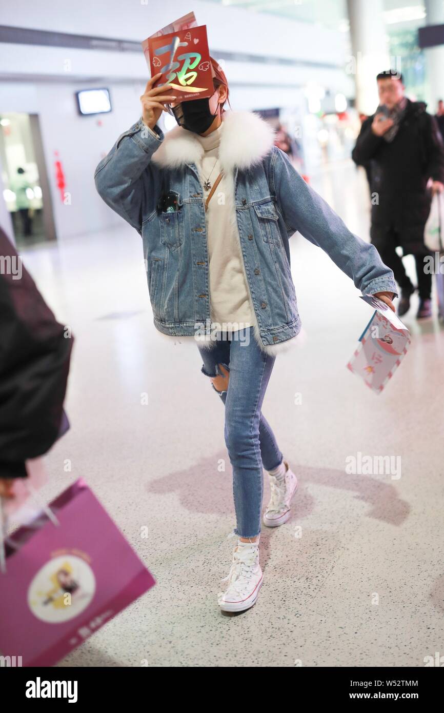 Yang Chaoyue of Chinese teen idol group Rocket Girls 101 arrives at the ...
