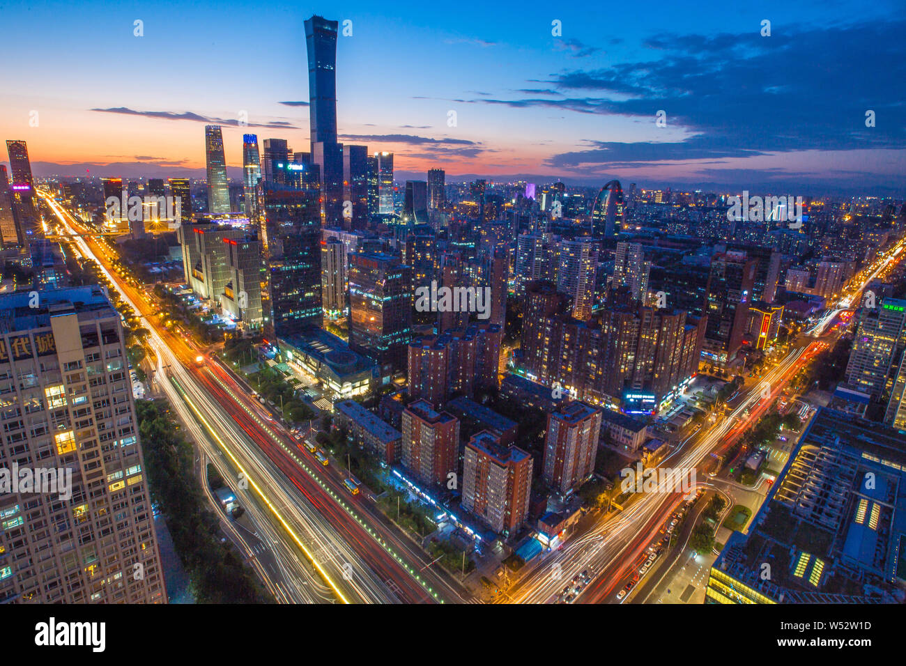 --FILE--A night view of the Central Business District (CBD) with ...