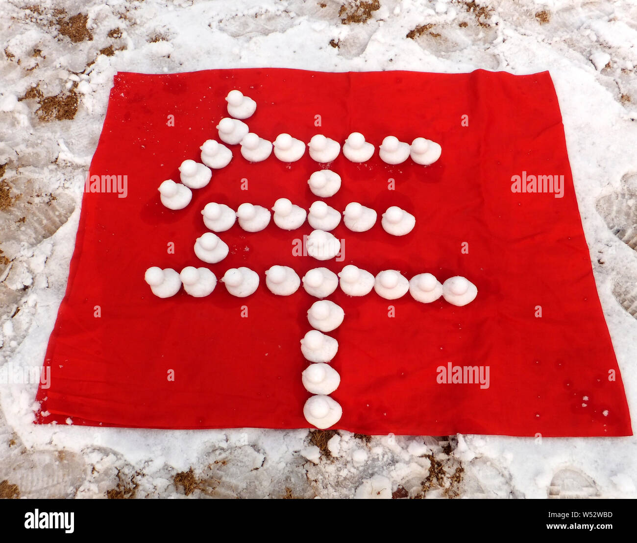 View of a Chinese character "Nian", meaning "Year" in English, formed ...