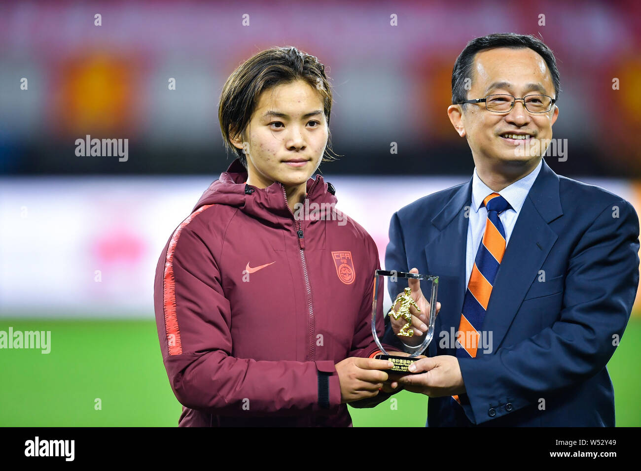 Wang Shuang of Chinese women's national football team, left, earns the ...
