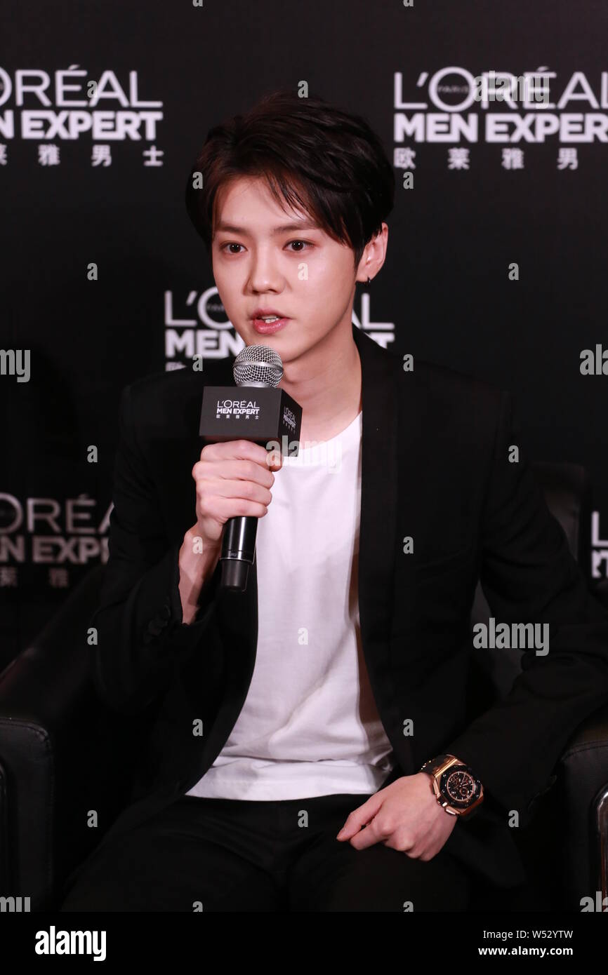 Chinese singer and actor Lu Han attends a promotional event by L'Oreal ...
