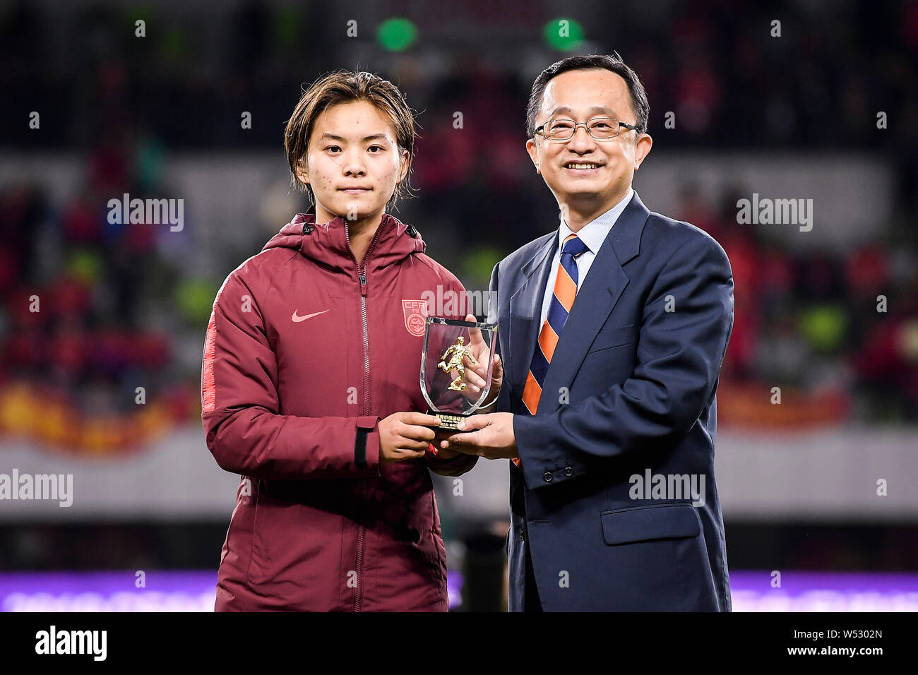 Wang Shuang of Chinese women's national football team, left, earns the ...