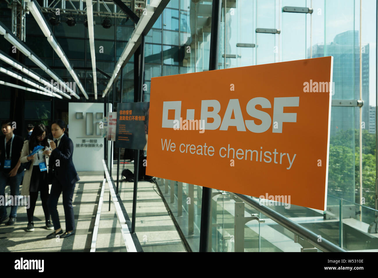--FILE--View of a signboard of German chemical giant BASF in Shanghai ...
