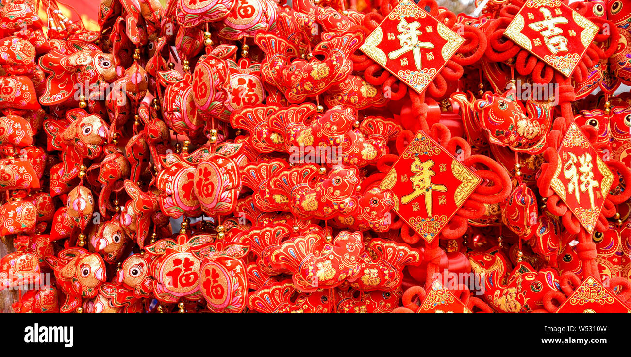 Local Chinese residents shop for red lanterns, decals and other ...