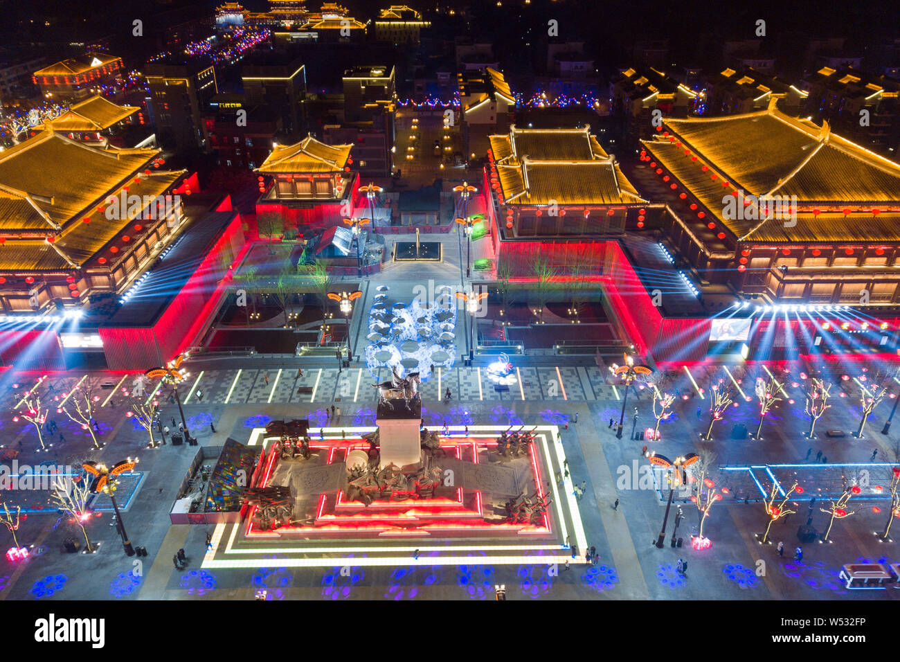 View of the light show at Datang Everbright City in Xi'an city, northwest China's Shaanxi ...