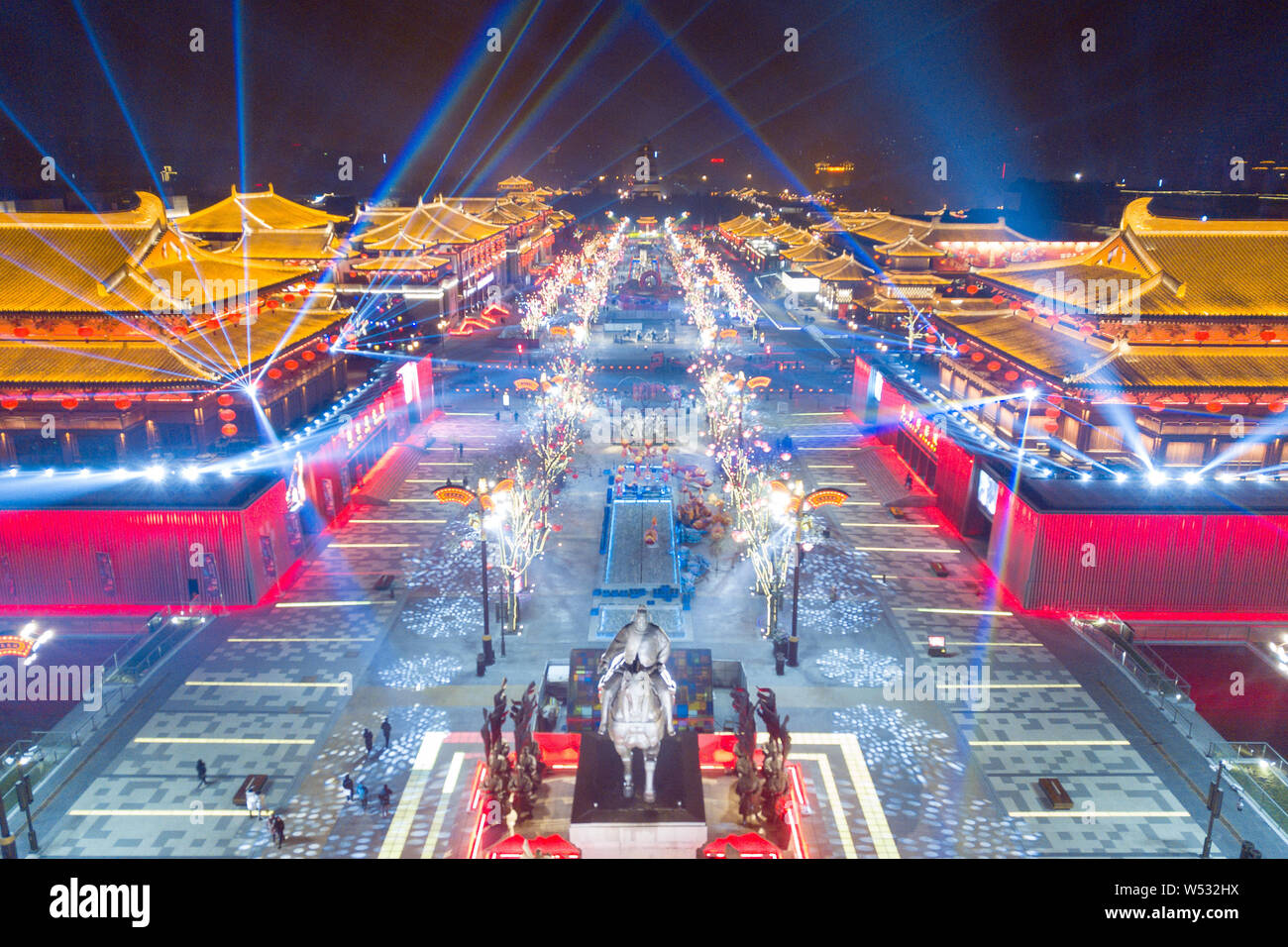 View of the light show at Datang Everbright City in Xi'an city, northwest China's Shaanxi ...