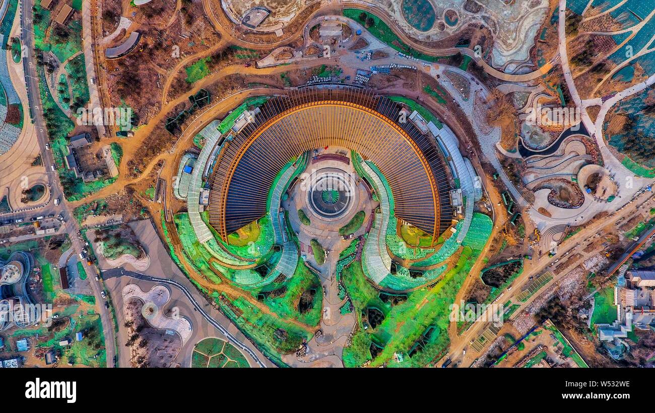 An aerial view of the Chinese Pavilion in the site of the 2019 ...