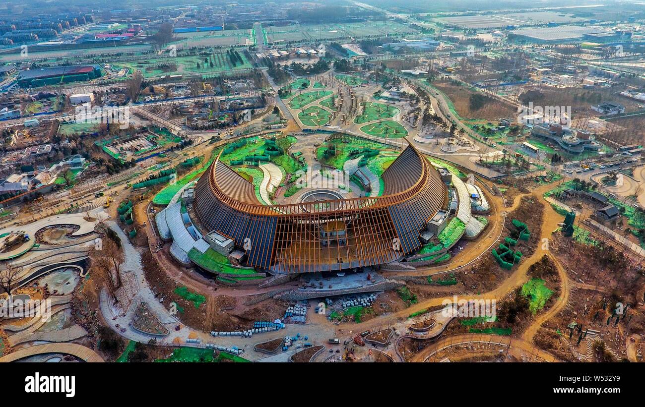An aerial view of the Chinese Pavilion in the site of the 2019 ...