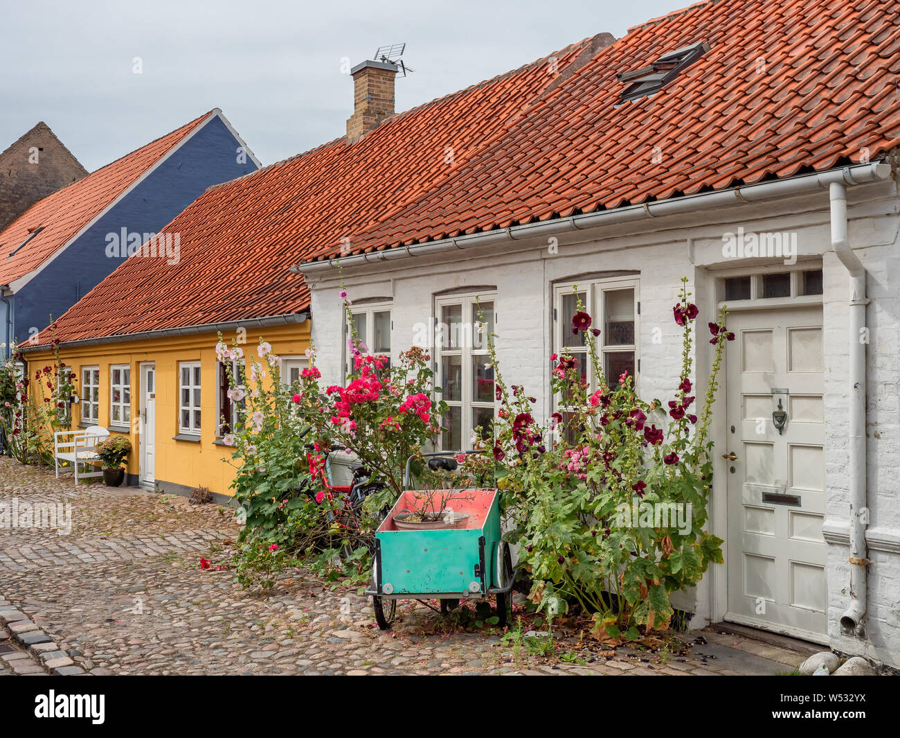 Ebeltoft idyllic traditional half timbered houses, Denmark Stock Photo ...