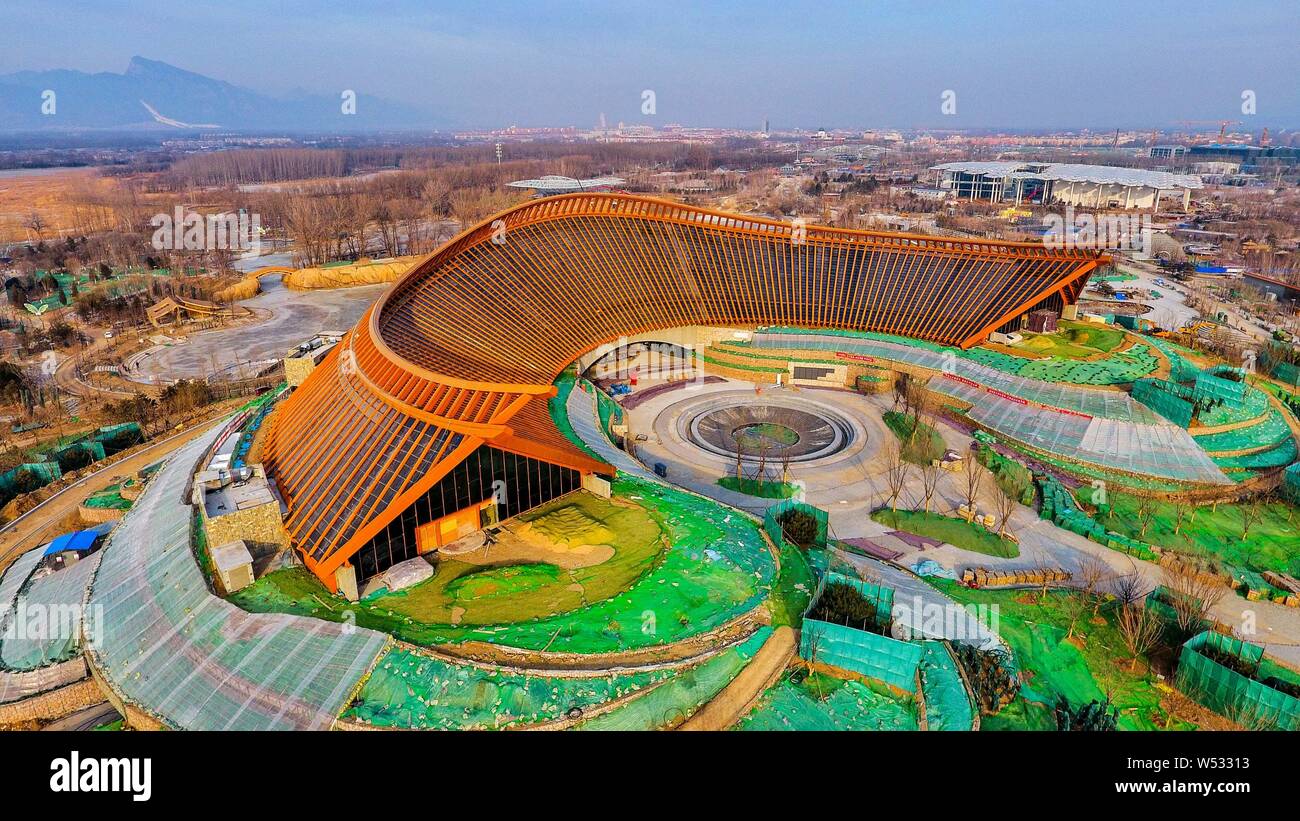 An aerial view of the Chinese Pavilion in the site of the 2019 ...