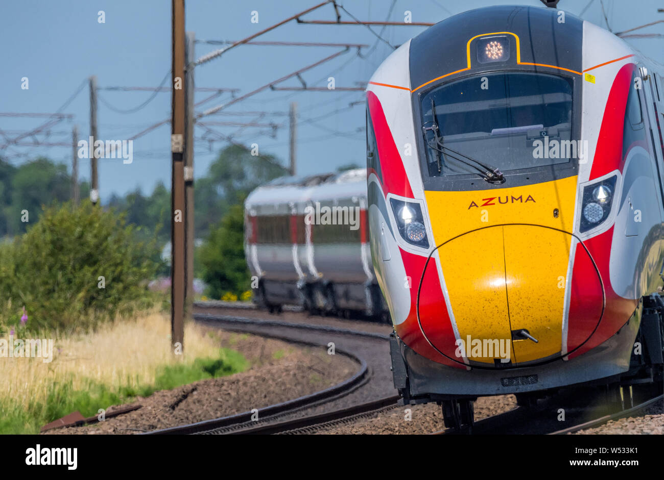 The new LNER Azuma electric train operating on the East Coast Mainline ...
