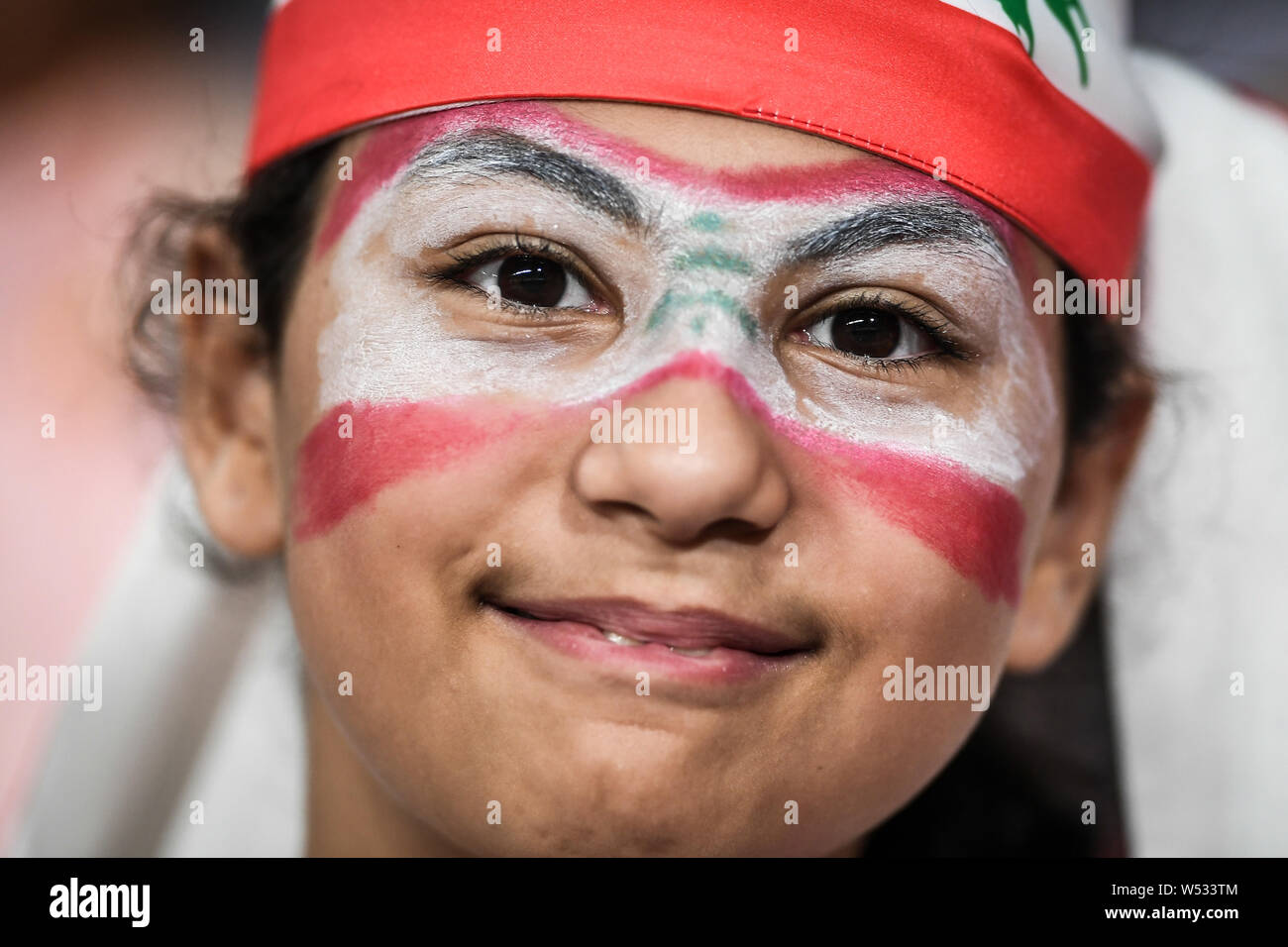 A fan of Lebanon cheers for Lebanon national football team in the AFC ...