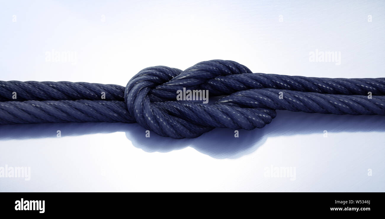 Black reef knot or square knot - 3D illustration Stock Photo - Alamy