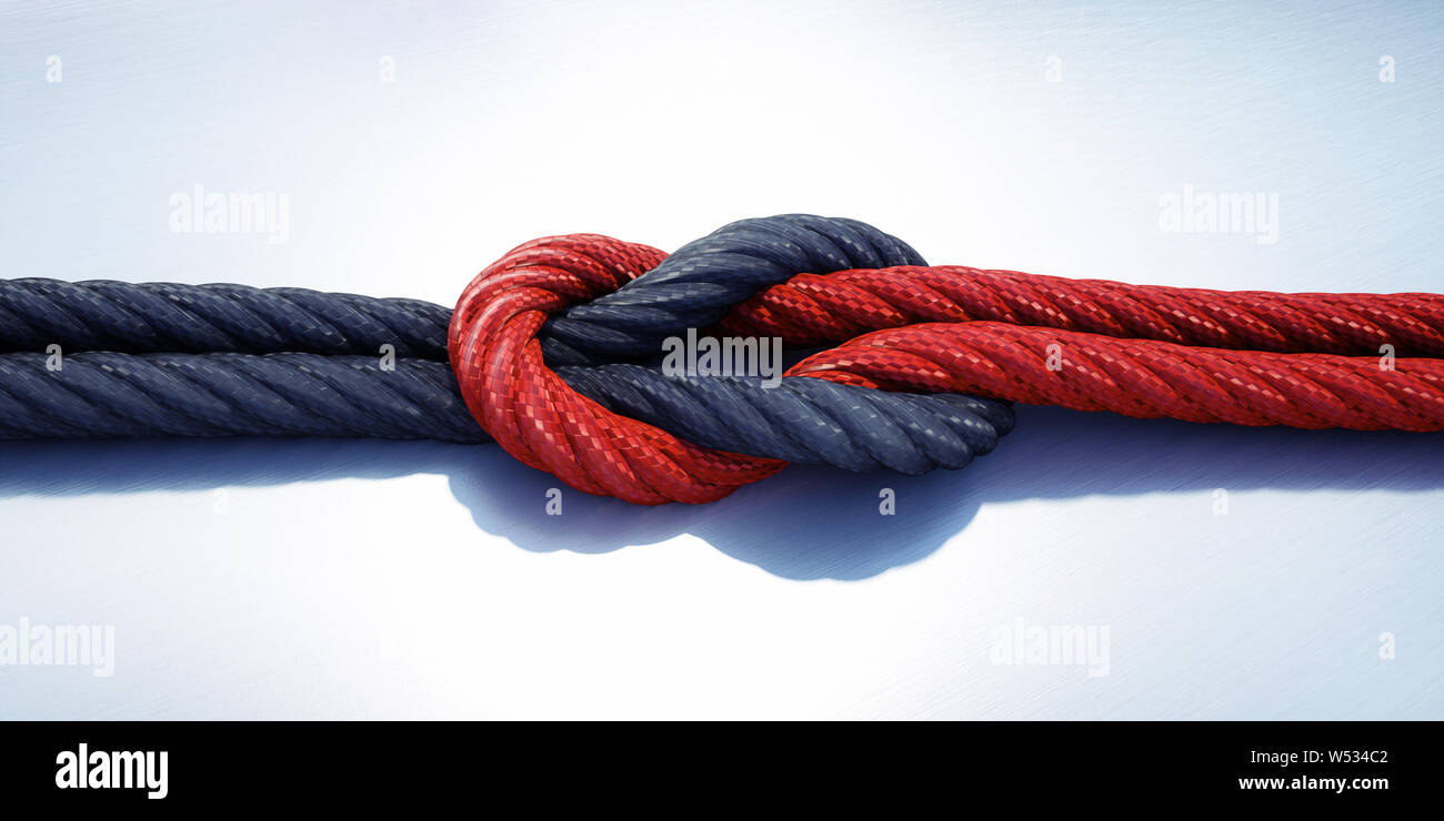 Black and red reef knot or square Knot - 3D illustration Stock Photo ...