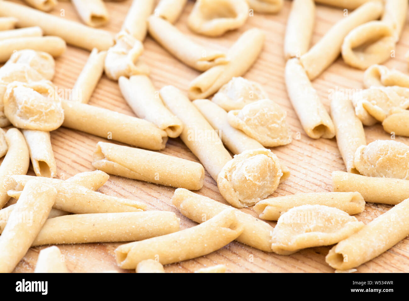 Homemade raw apulian pasta background of italian pasta called ...