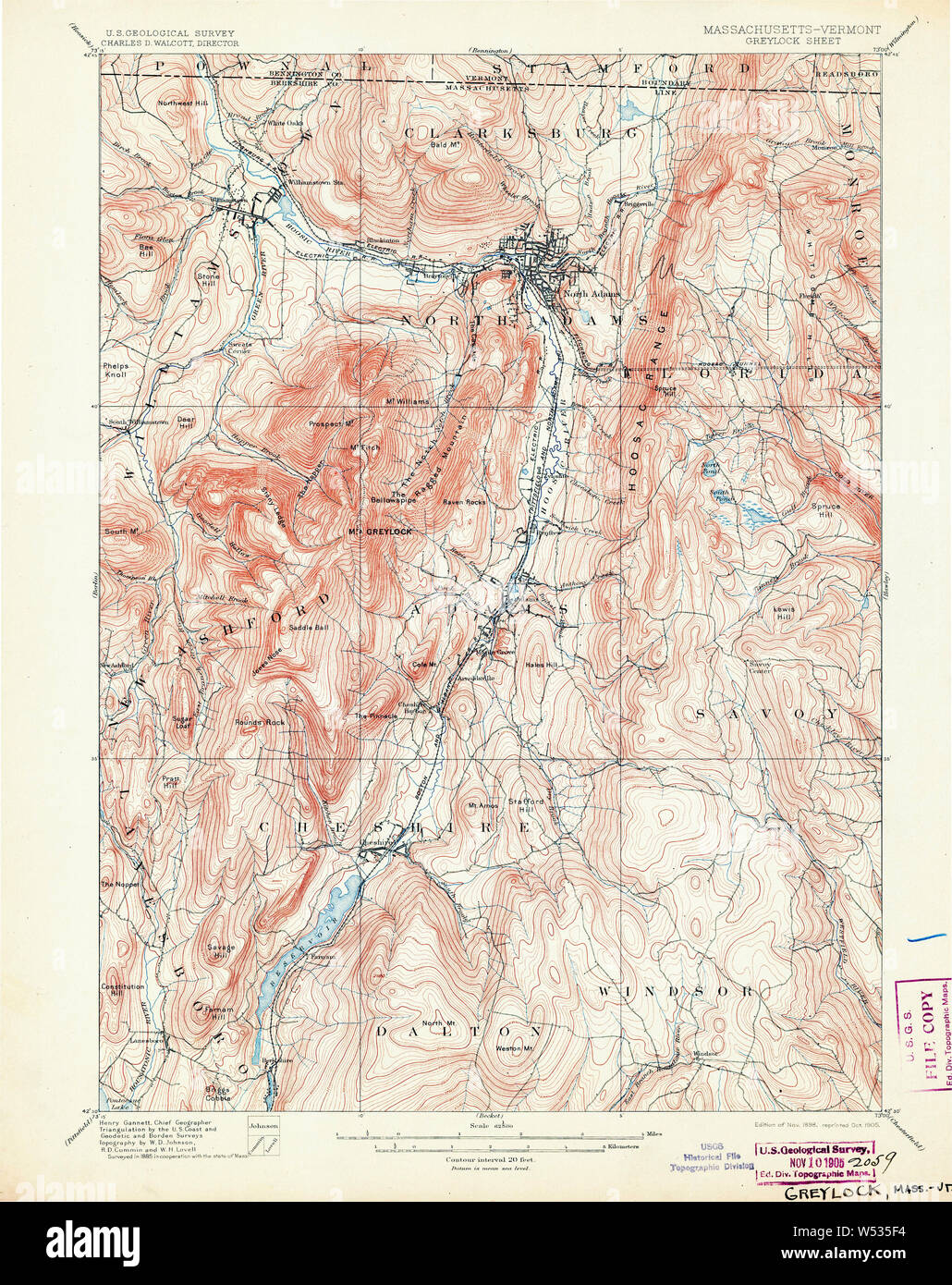 Massachusetts USGS Historical Topo Map MA Greylock 352743 1898 62500 ...