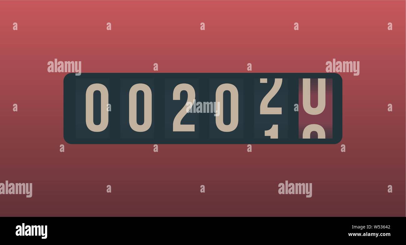 2020 New Year. Analog counter display, retro style design. Vector ...