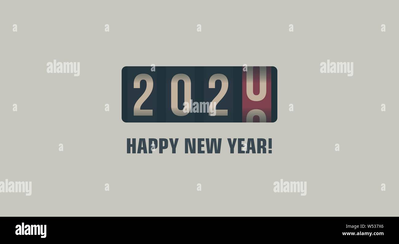 2020 New Year. Analog counter display, retro style design. Vector ...