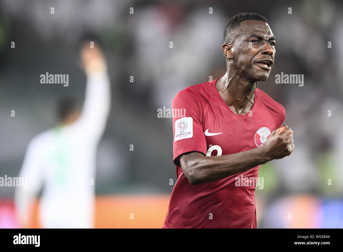 Almoez Ali of Qatar celebrates after scoring a goal against Saudi ...