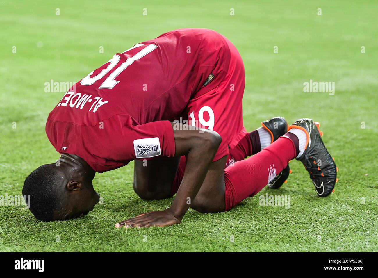 Almoez Ali of Qatar celebrates after scoring a goal against Saudi ...