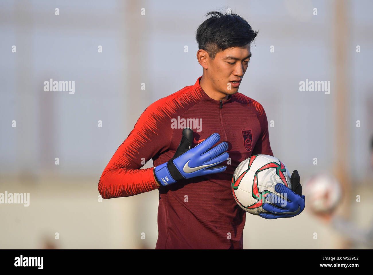 Yan Junling of China takes part in a training session for the Group C ...