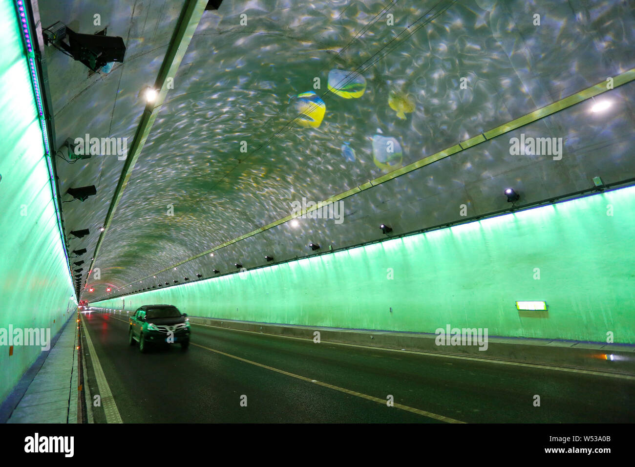 Interior view of the Huangjiawuji Tunnel of the Liupanshui-Weining ...