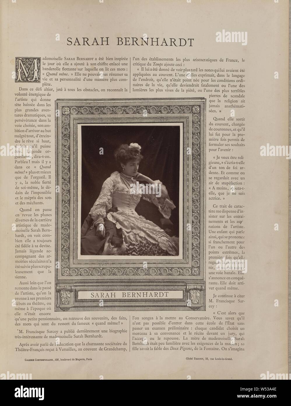 SARAH BERNHARDT, about 1876–1882 Stock Photo - Alamy