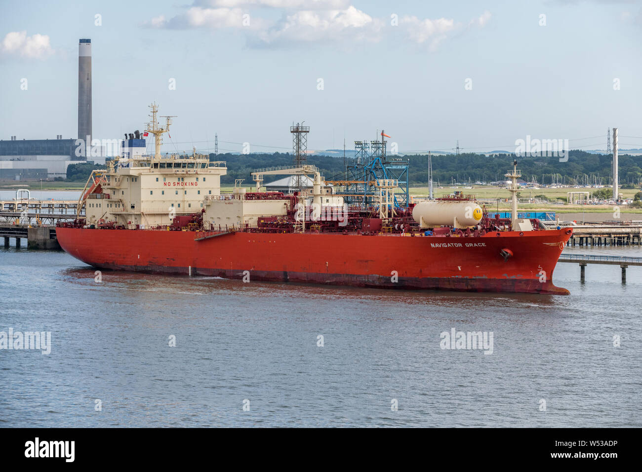 Navigator Grace, a LPG tanker docked at the Southampton oil refinery ...