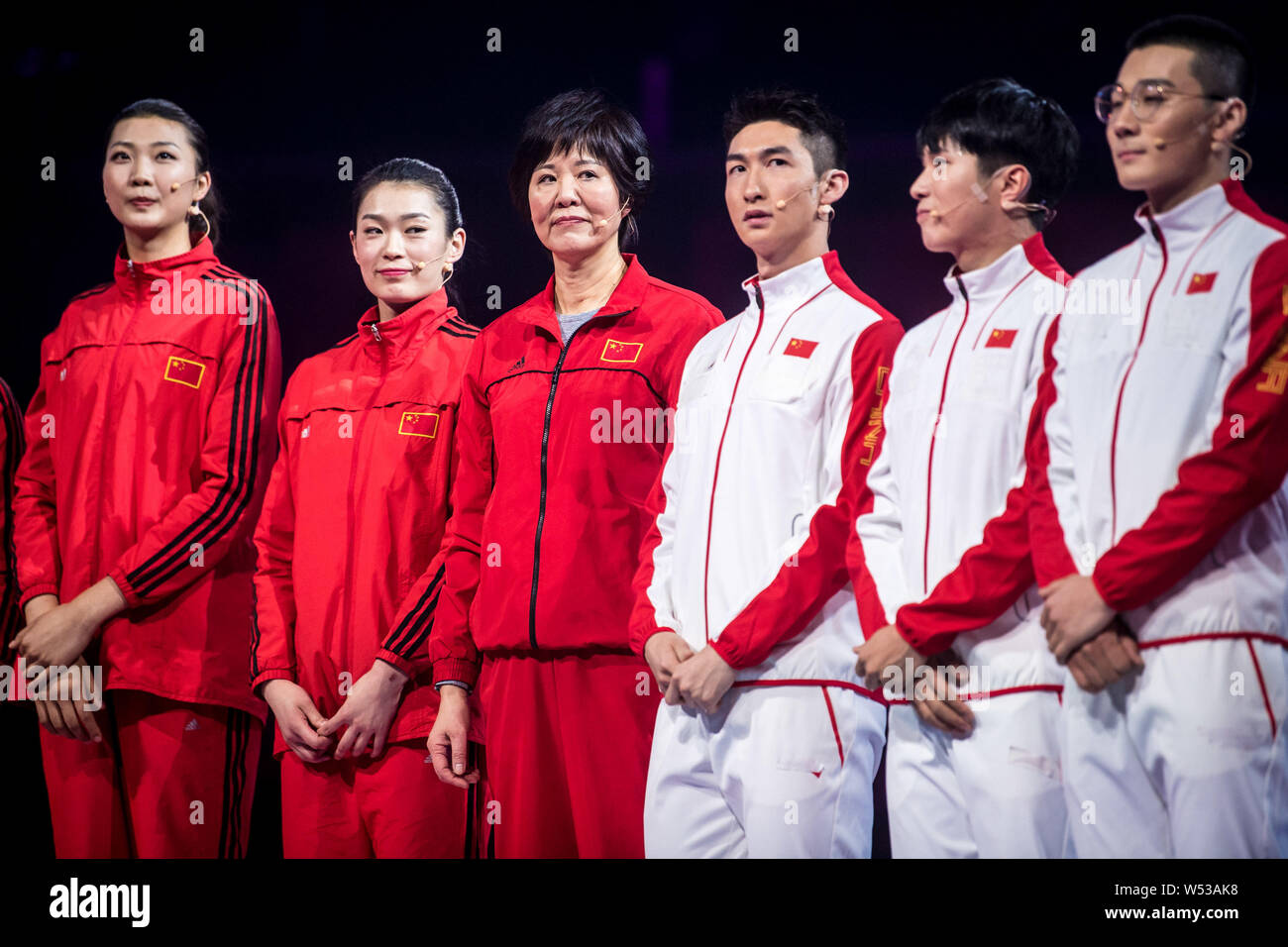 Chinese short track speed skater Wu Dajing, third right, the winner of ...