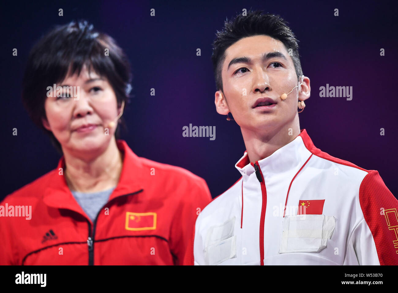 Chinese short track speed skater Wu Dajing, the winner of the men's 500 ...