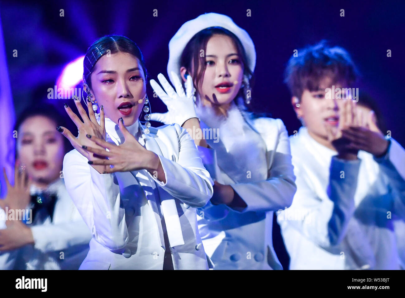 Yamy of Chinese idol girl group Rocket Girls 101 performs during the 2019 Hunan TV New Year ...