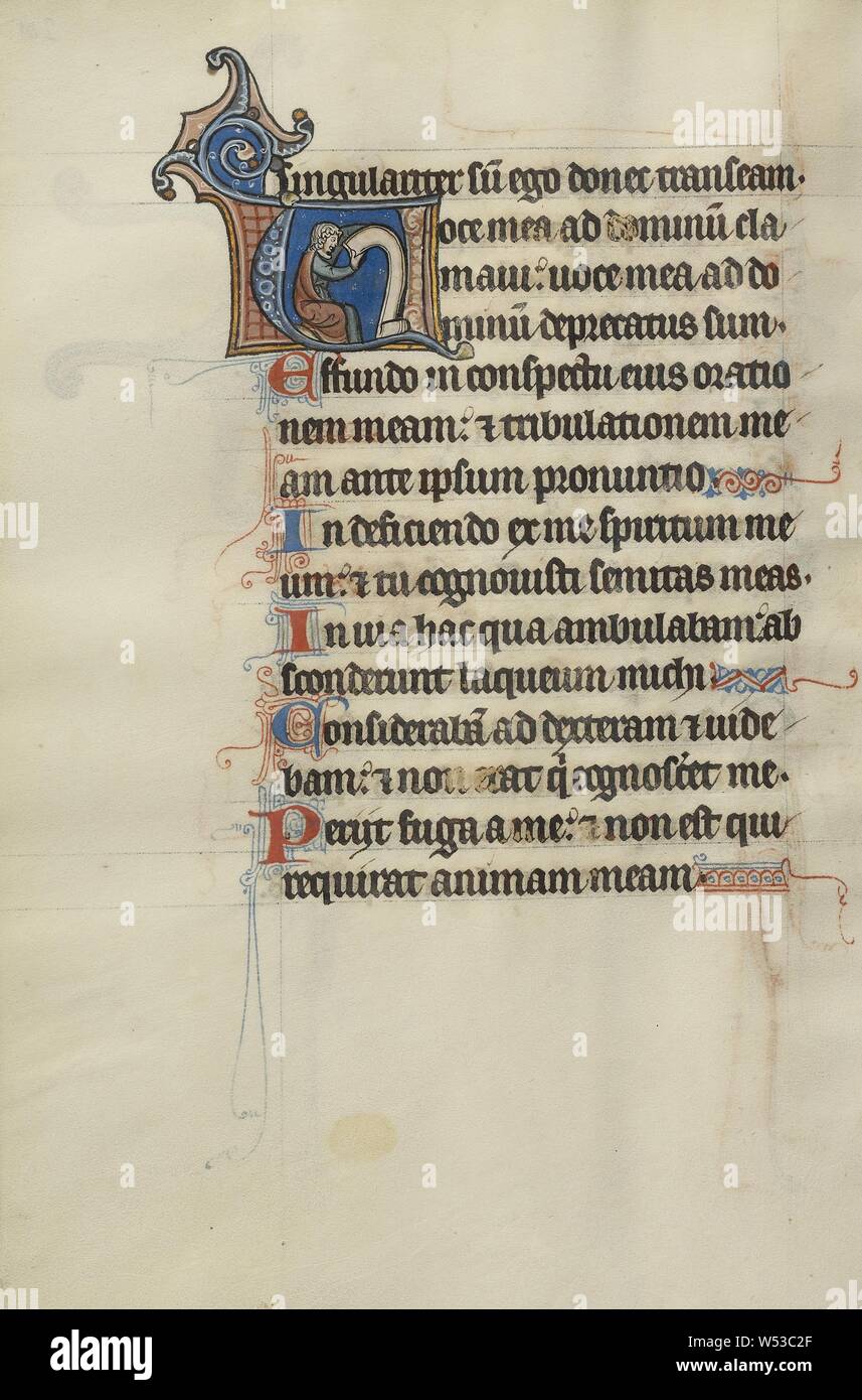 Initial V: A Seated Man Holding a Scroll, Bute Master (Franco-Flemish ...