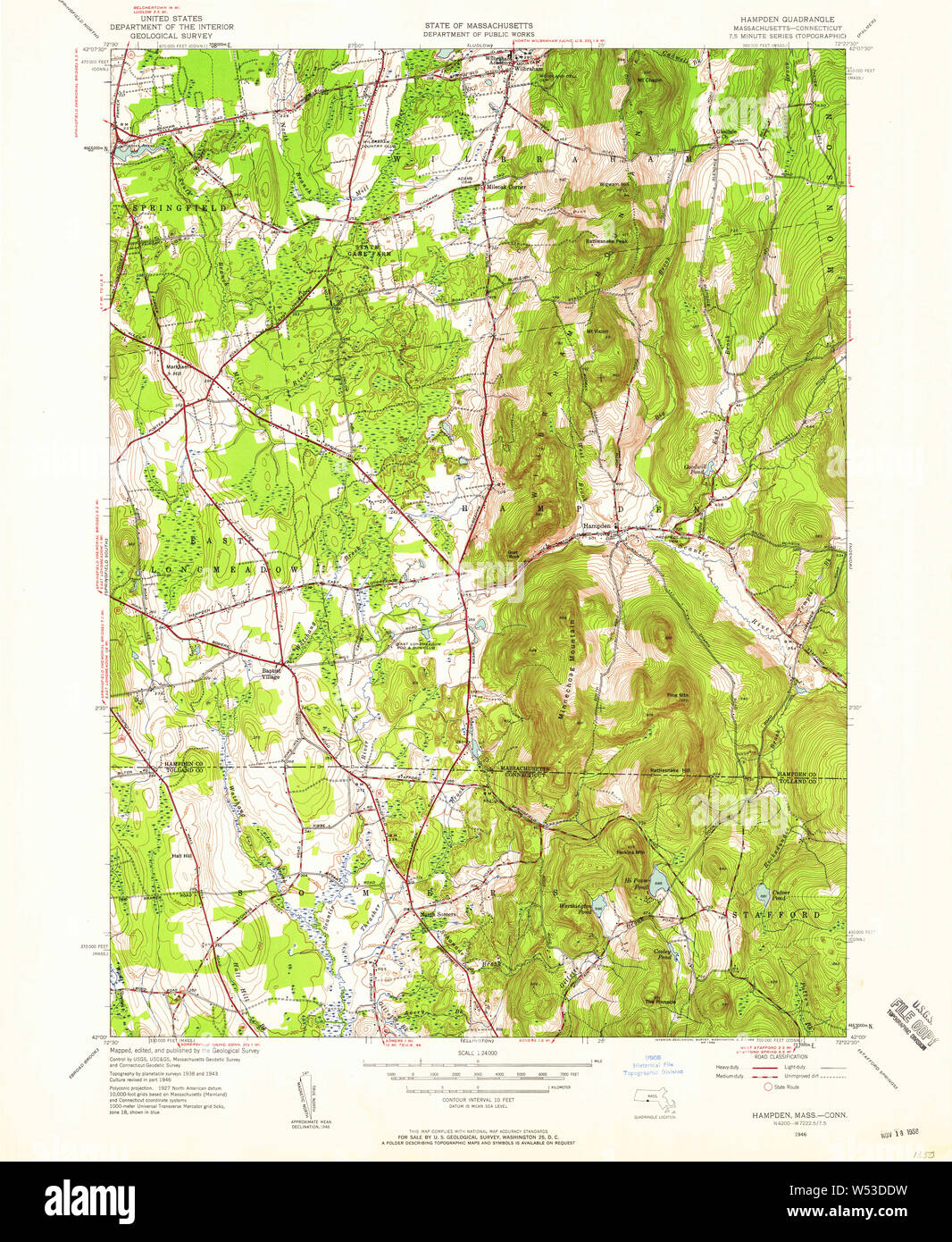 Massachusetts USGS Historical Topo Map MA Hampden 350182 1946 24000 ...
