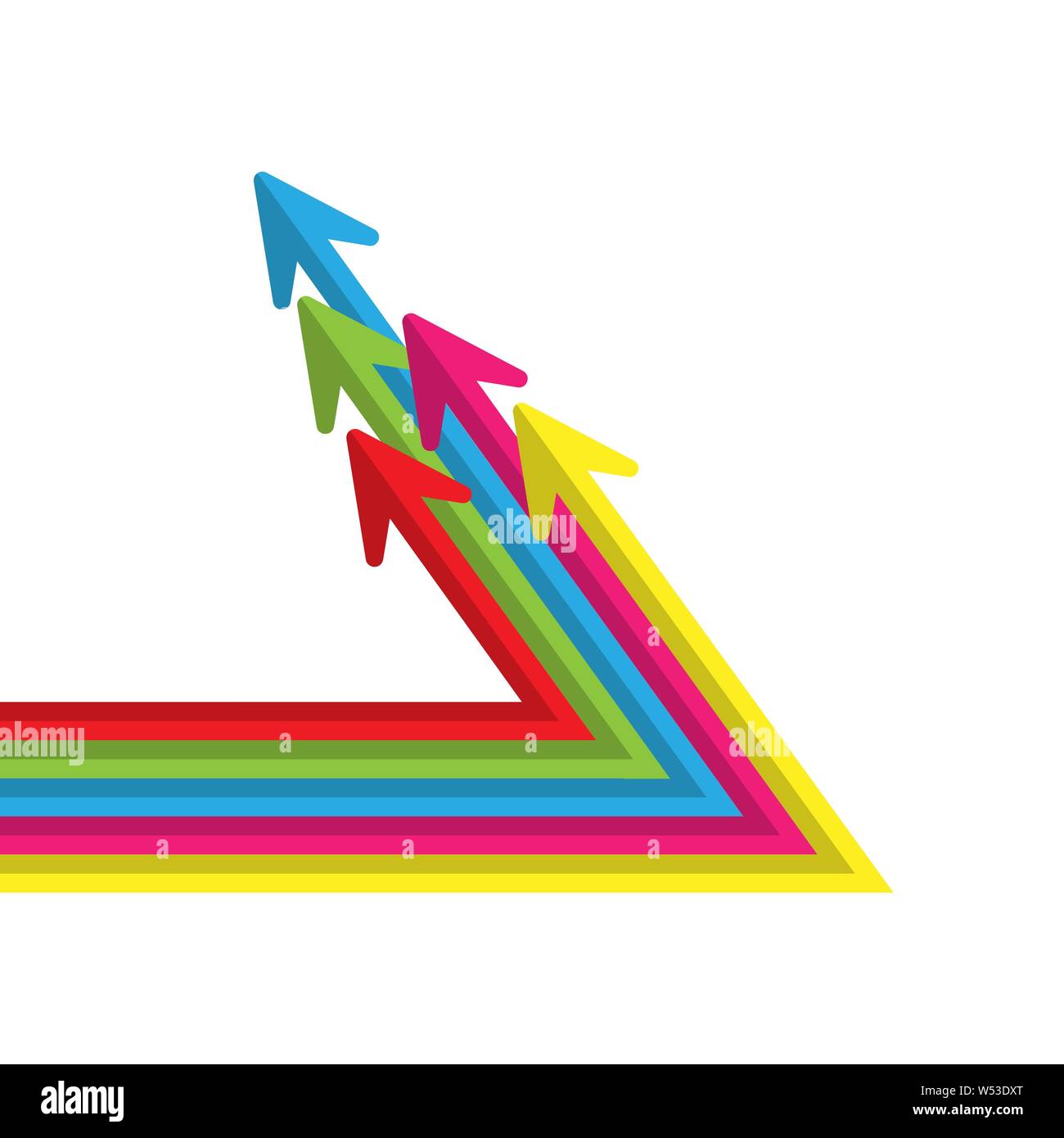 Colored arrows of different length with changing direction, simple flat ...
