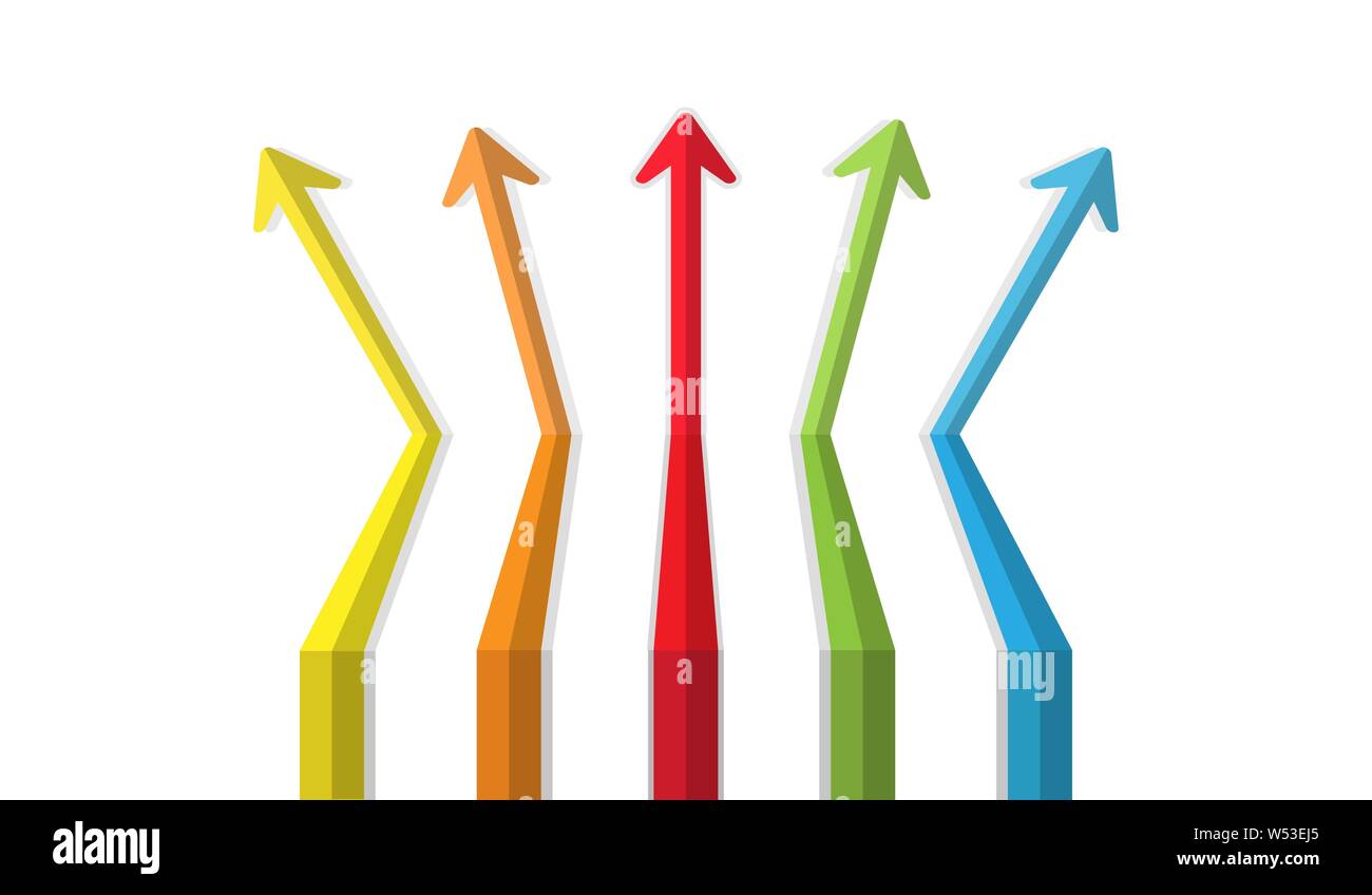 Colored arrows going off into the distance and up into the sides, flat ...