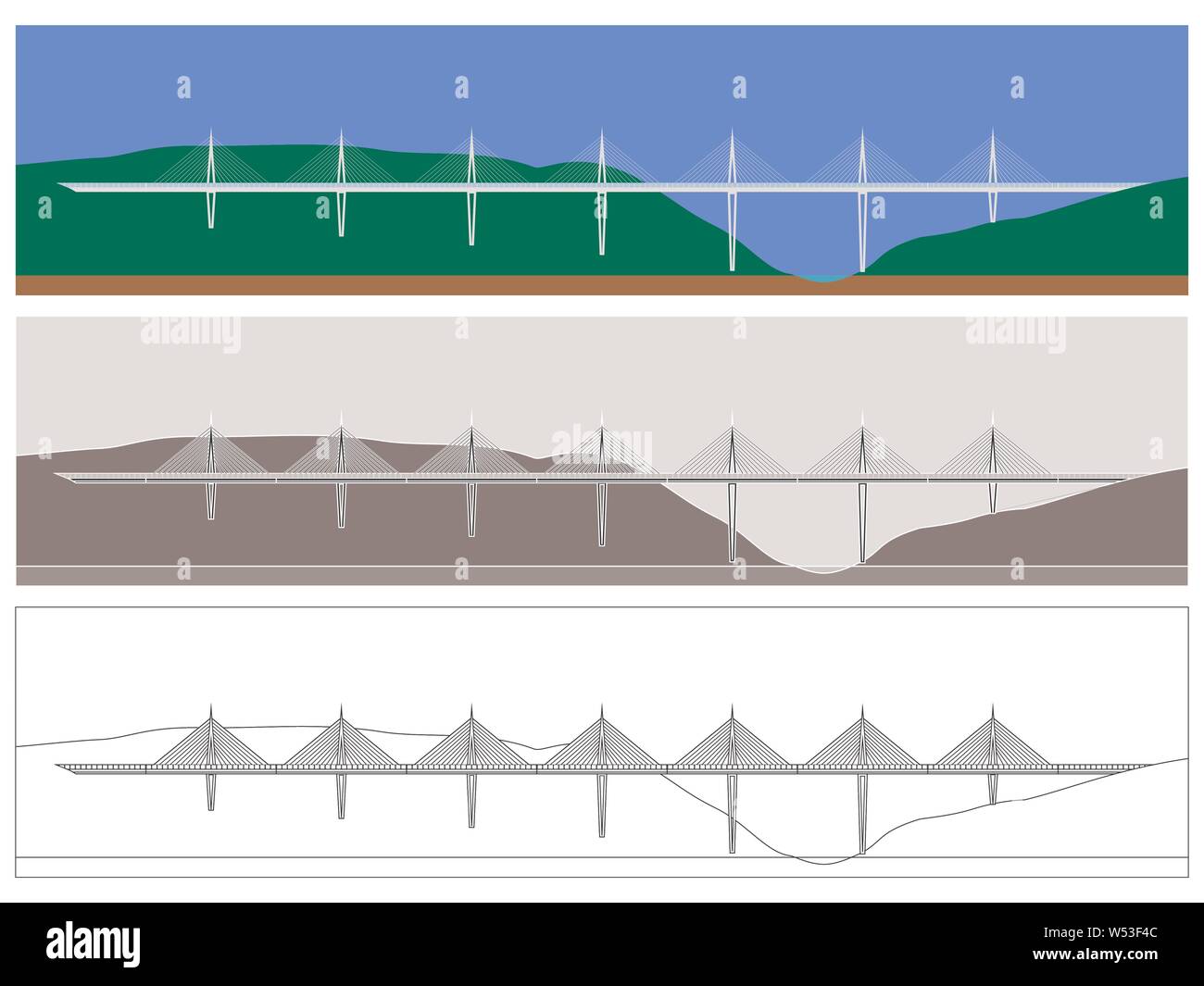Bridge skyline colored and outline only Stock Vector Image & Art - Alamy
