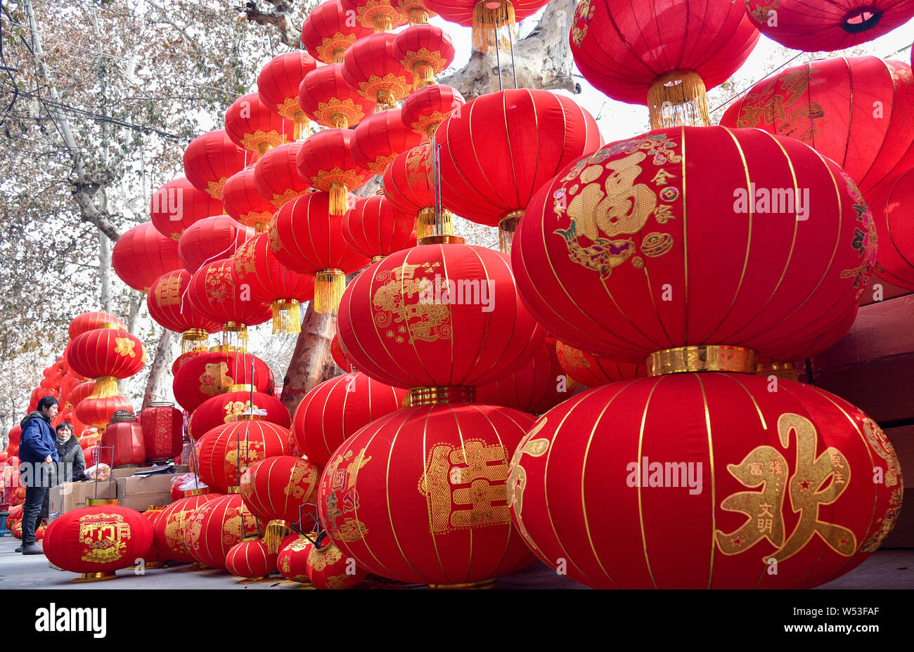 Local Chinese residents shop for red lanterns, decals and other ...
