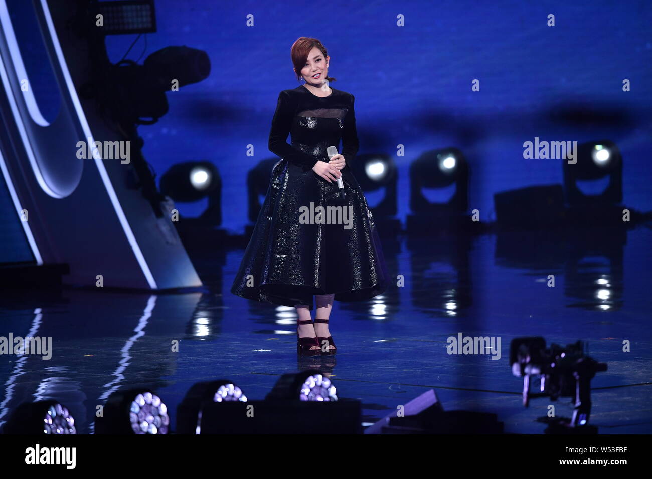 Malaysian singer Fish Leong performs during the 2019 Hunan TV New Year ...