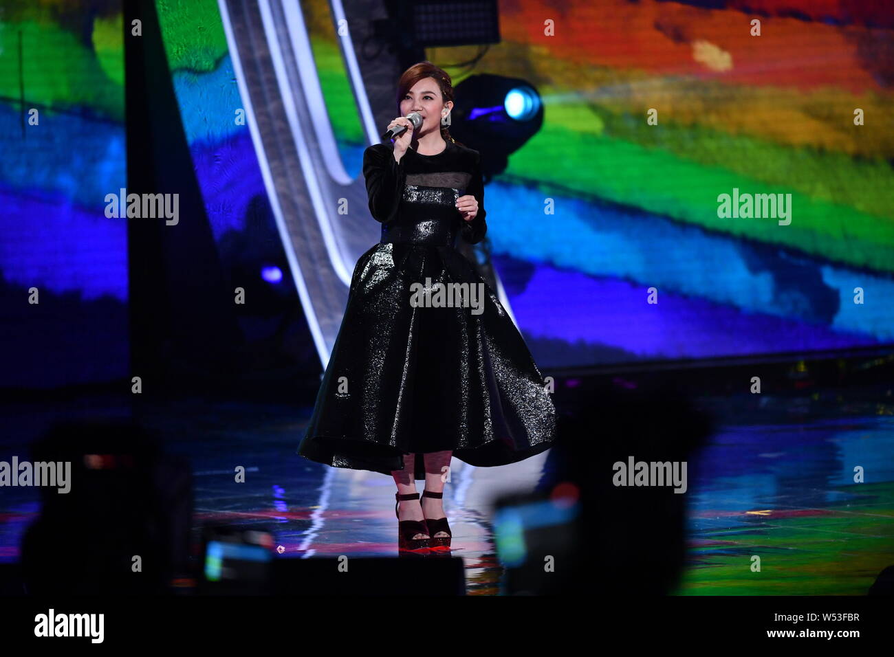 Malaysian singer Fish Leong performs during the 2019 Hunan TV New Year ...